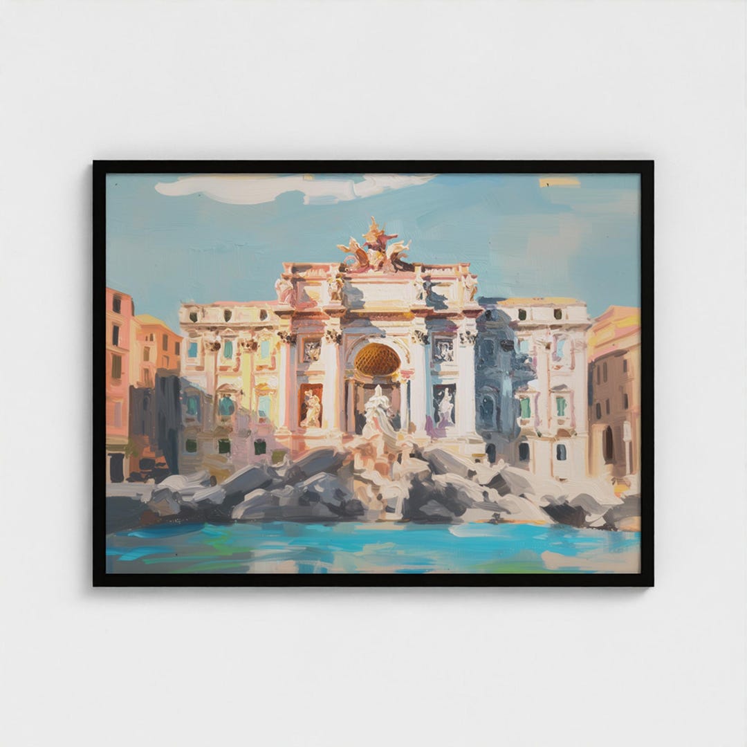 Rome Oil Painting Trevi Fountain Art Print Painting of Trevi Fountain ...