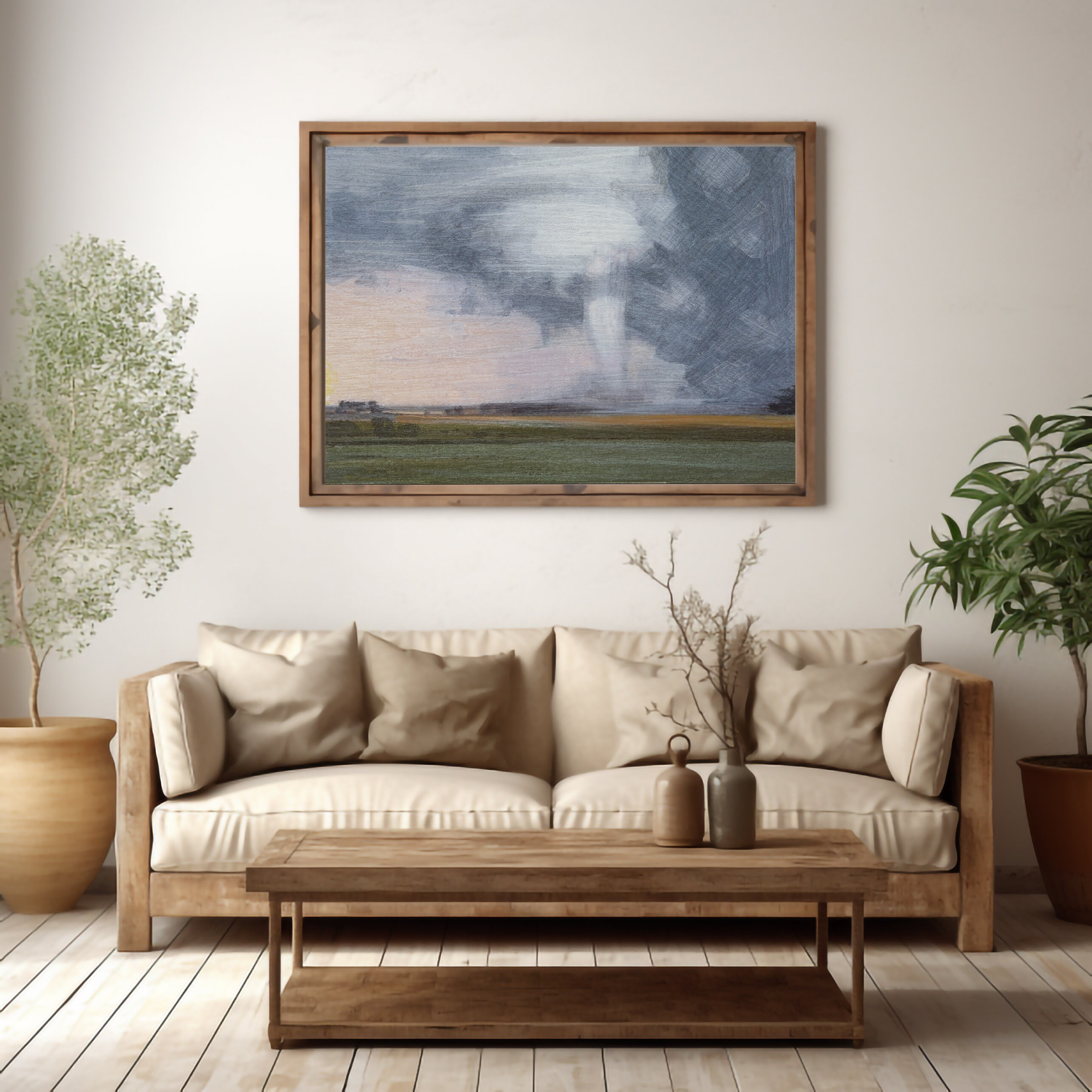 Tornado in Landscape Painting Nature Disaster Art - Etsy