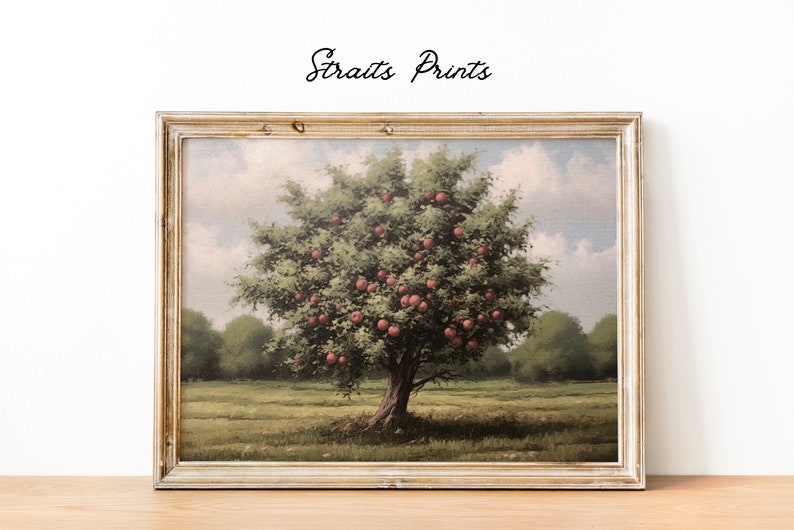 Vintage Apple Tree Painting Tree Painting Nature Wall - Etsy