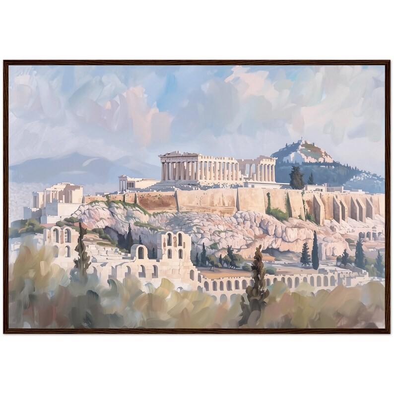 Athens Greece Acropolis Parthenon Painting Europe Travel Fine Art Print ...
