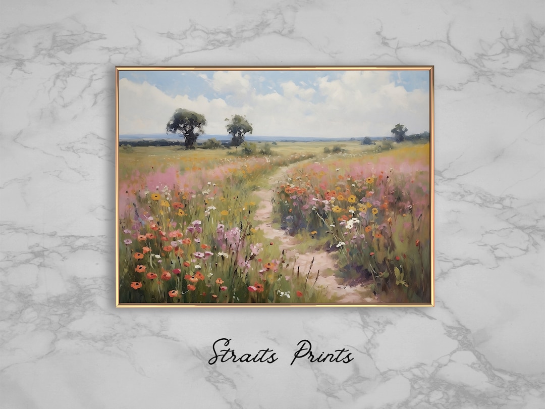 Painting French Countryside Wall Art Wildflowers Painting Rustic ...