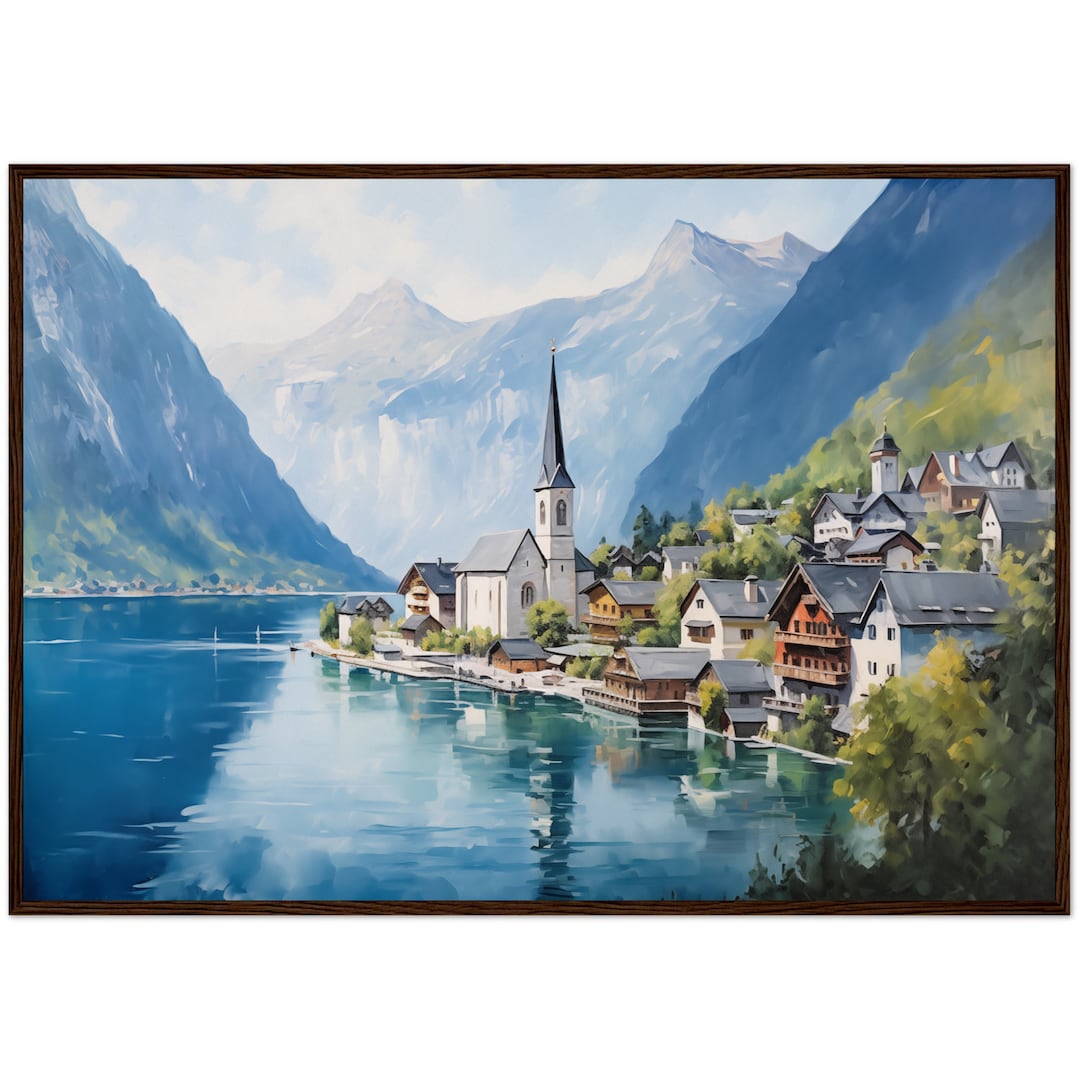 Hallstatt Austria Oil Painting Europe Travel Fine Art Print Original ...