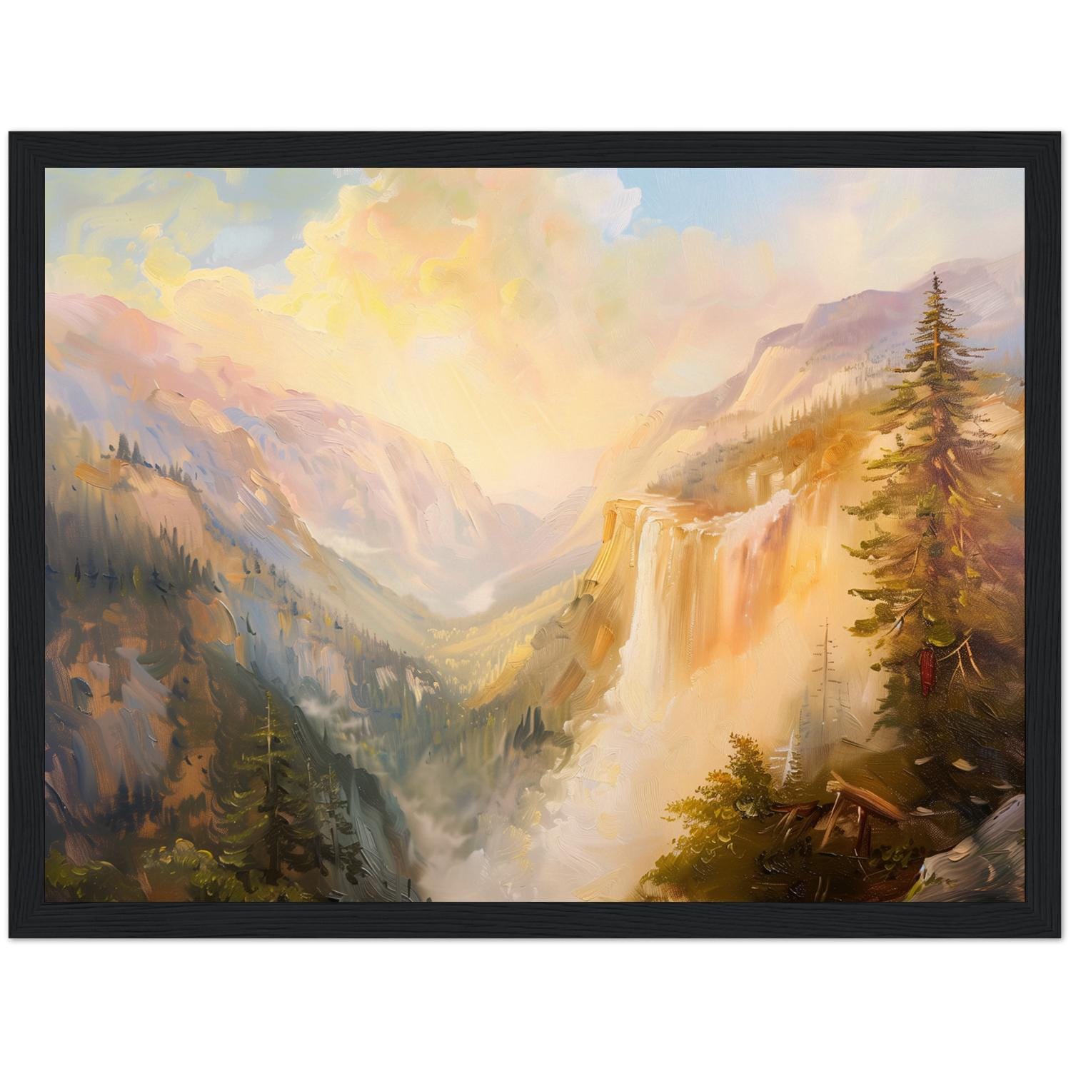 Yosemite Oil Painting Western Decor, Mountain Print, Nature Wall Decor ...