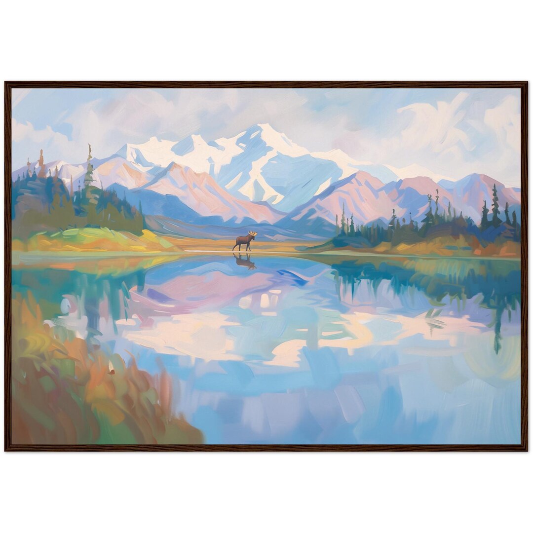 Denali National Park Painting Alaska Art Print Wall Decor Panoramic ...