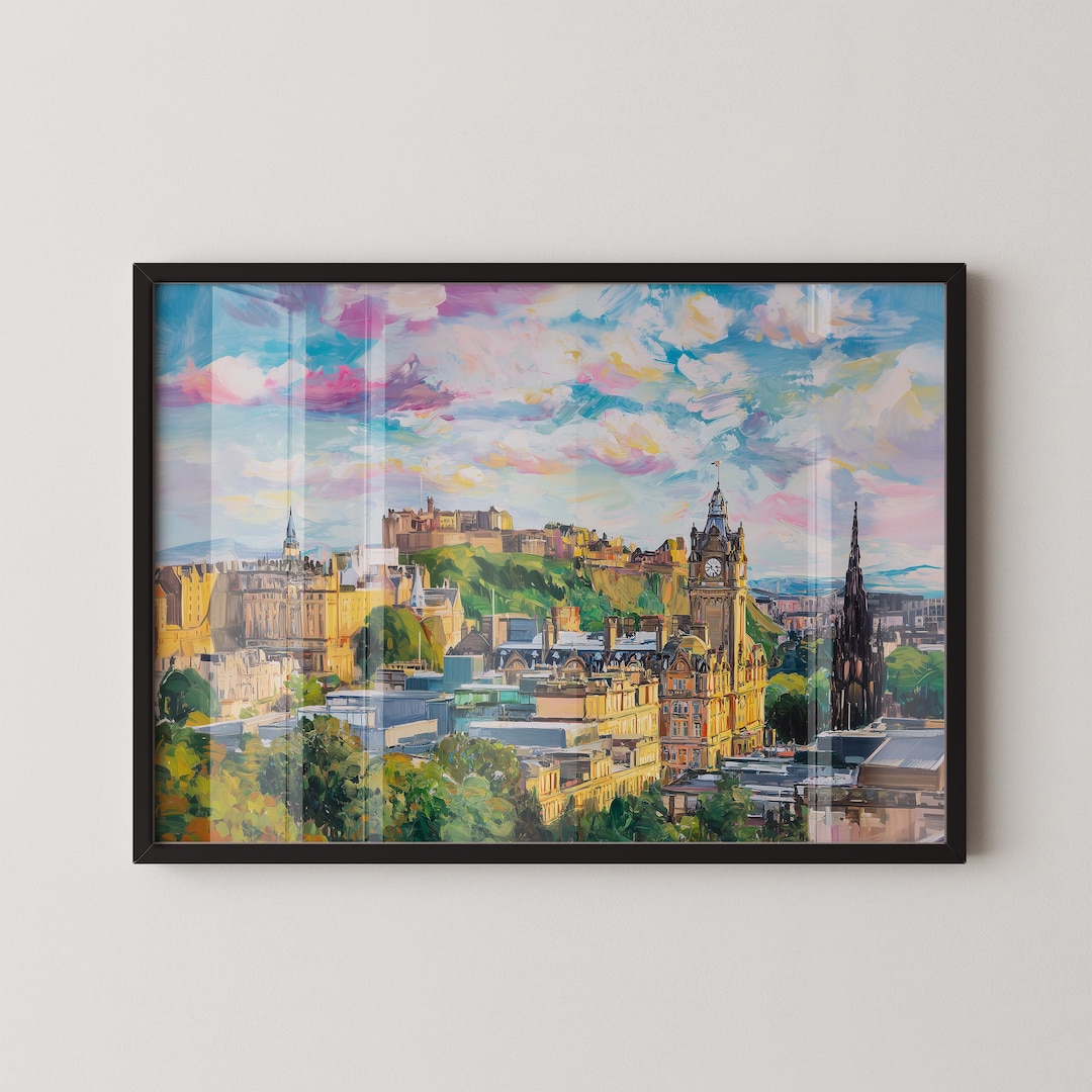 Edinburgh Skyline Oil Painting Art Print Scotland Edinburgh Castle ...