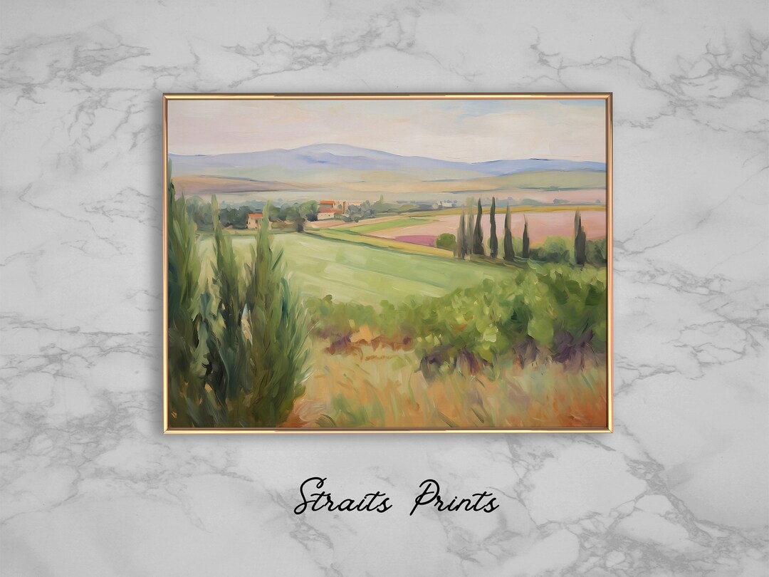 Oil Painting French Country Landscape Wall Art Meadow Landscape Oil ...