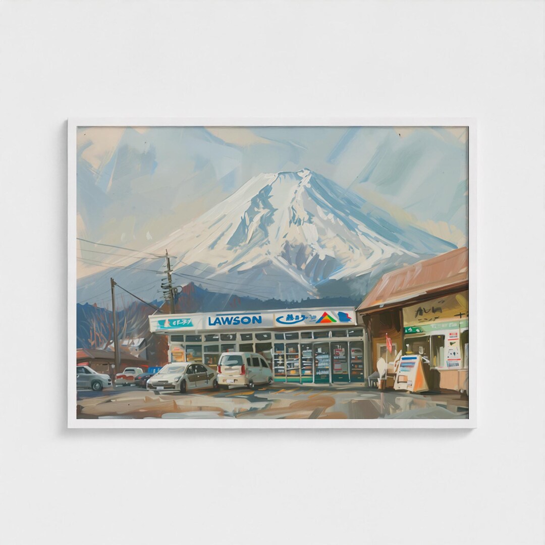Mount Fuji Oil Painting Japanese Store Front Lawson Convenience Store ...