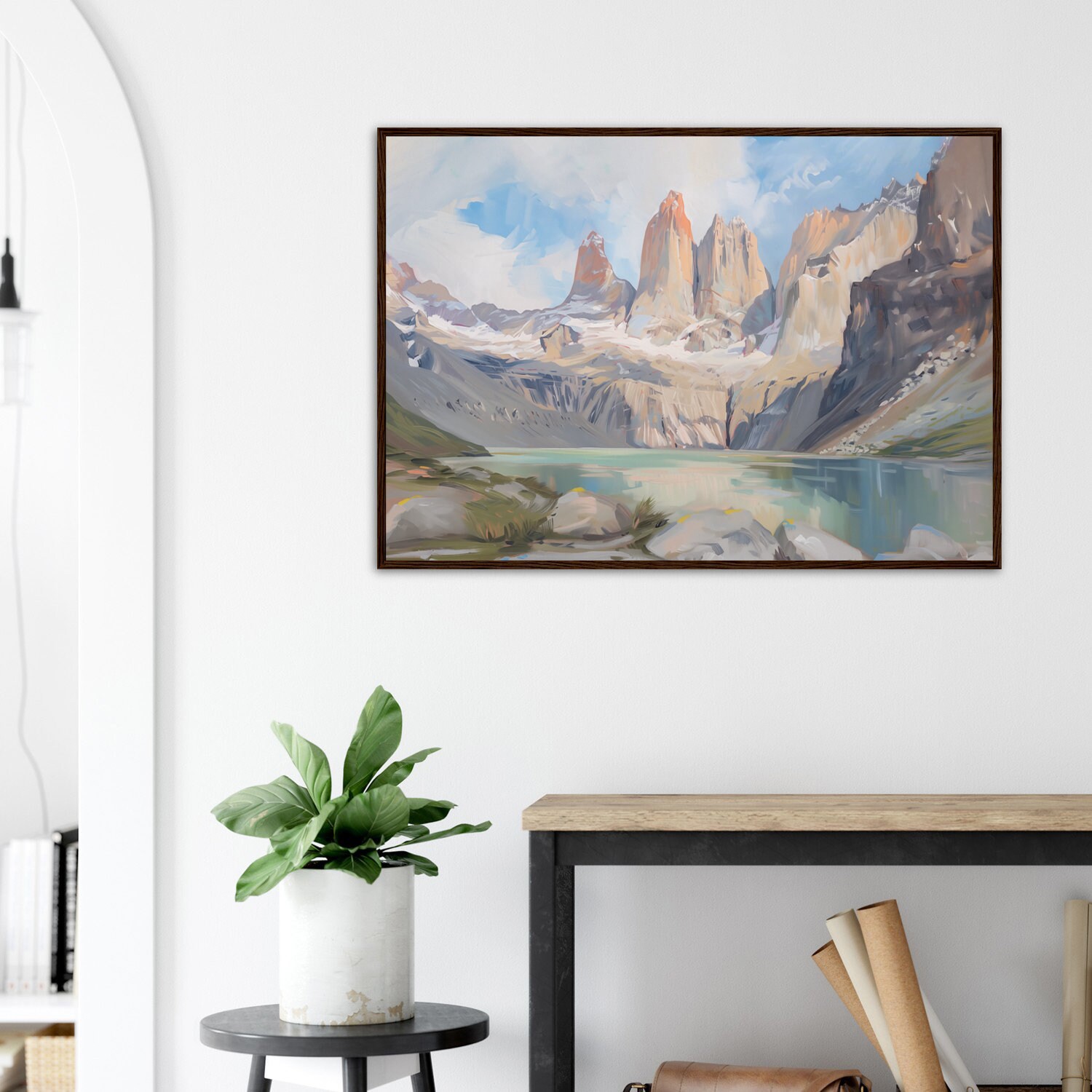 Torres Del Paine Painting Chile Travel Art Print South America ...