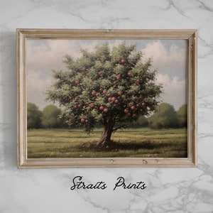 Vintage Apple Tree Painting | Tree Painting | Nature Wall Decor ...
