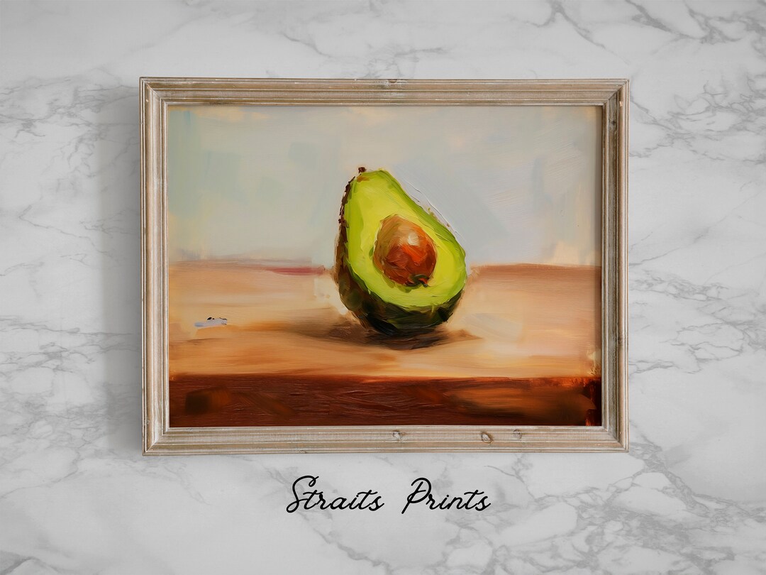 Oil Painting Avocado Art Print Avocado Oil Painting French Kitchen Art