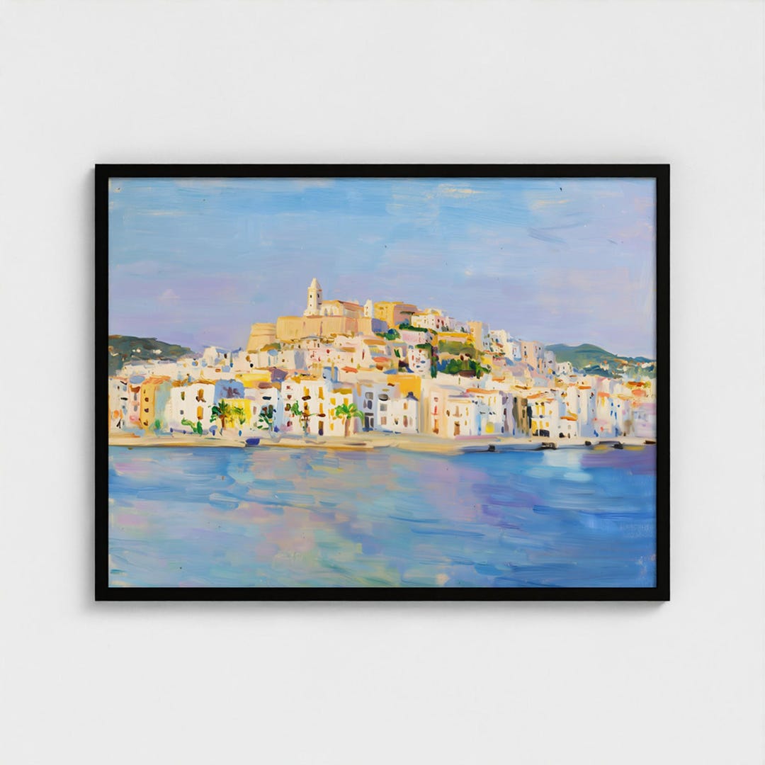 Ibiza Oil Painting Art Print Spain Ibiza Old Town Mediterranean ...