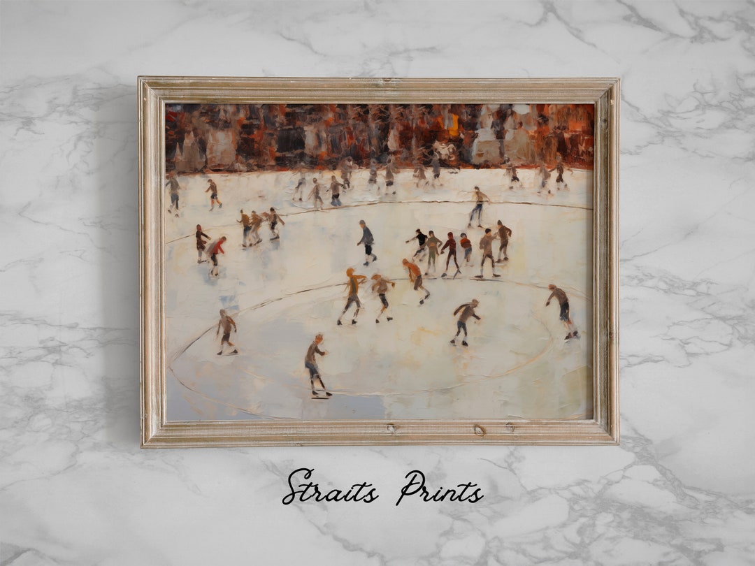 Rustic Winter Skating Rink Painting DIGITAL Art Christmas - Etsy