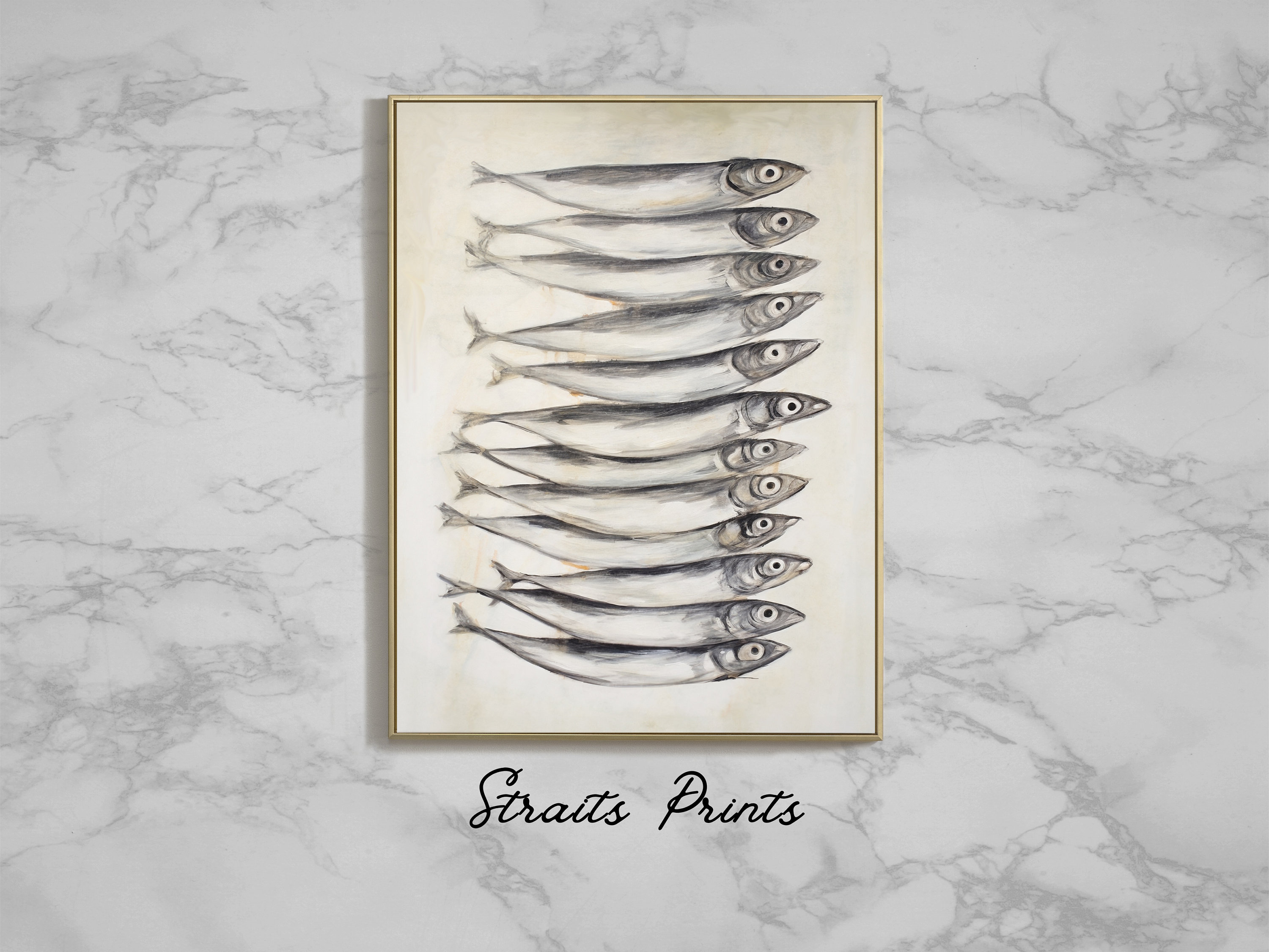 Oil Painting Sardines Printable Download French Kitchen Art Sardines ...