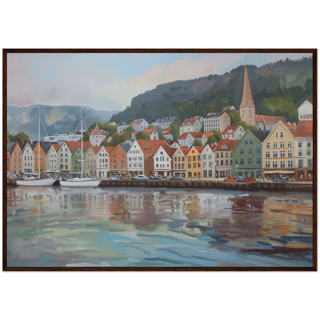 Bergen Norway Painting, Bergen Art Print, Norway Art Print, Norway Wall ...