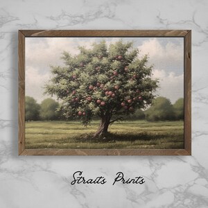Vintage Apple Tree Painting Tree Painting Nature Wall Decor Rustic ...