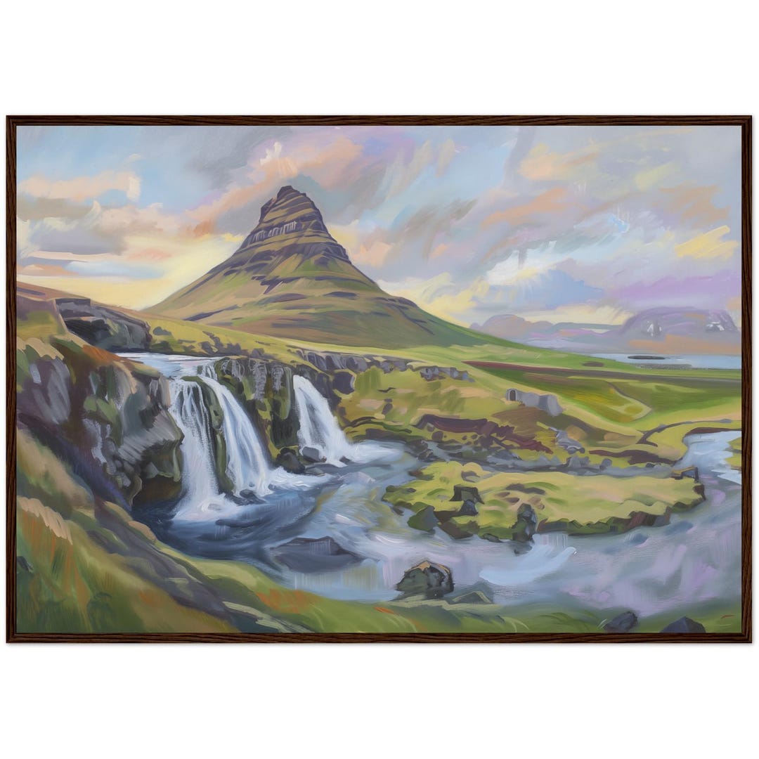 Iceland Painting Kirkjufell Art Print Nature Scenery Wall Decor ...