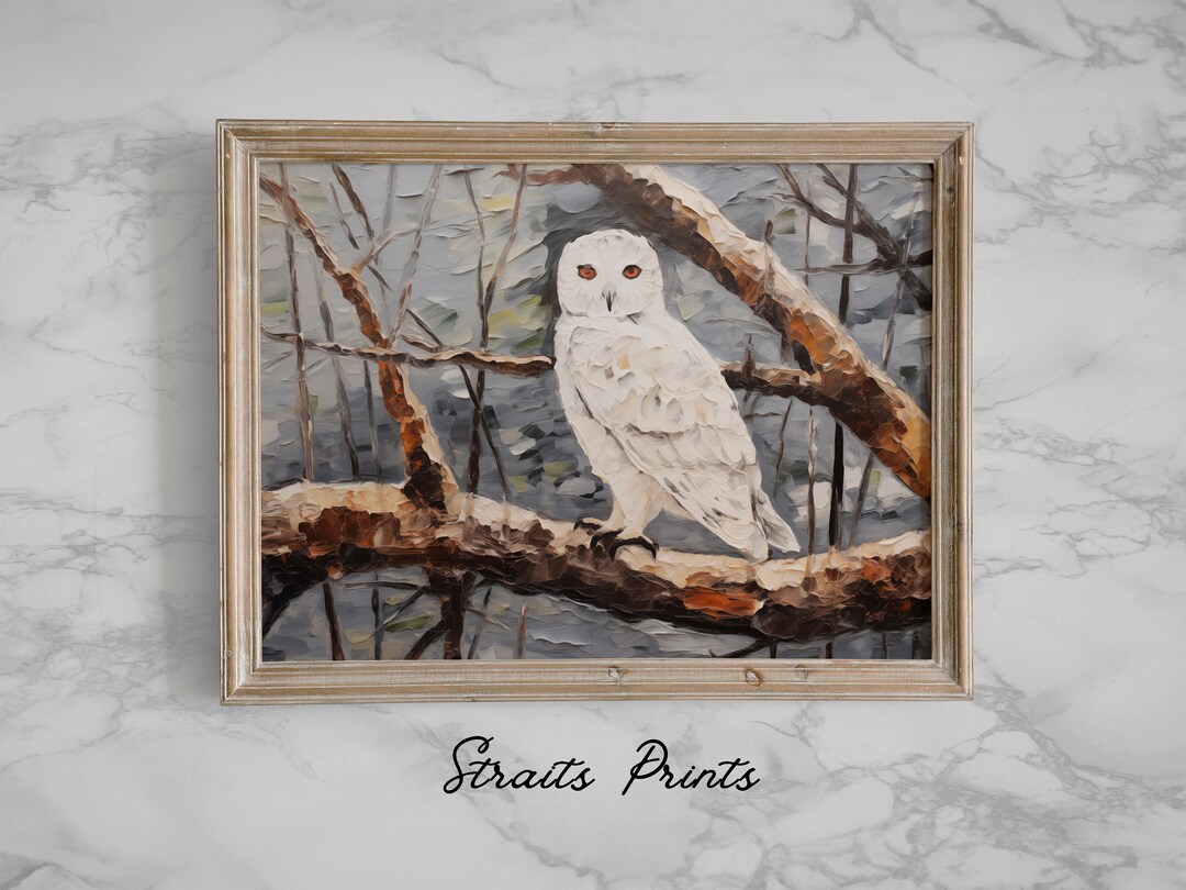 Snowy Owl Print Rustic Winter Print Christmas Print Vintage Christmas ...
