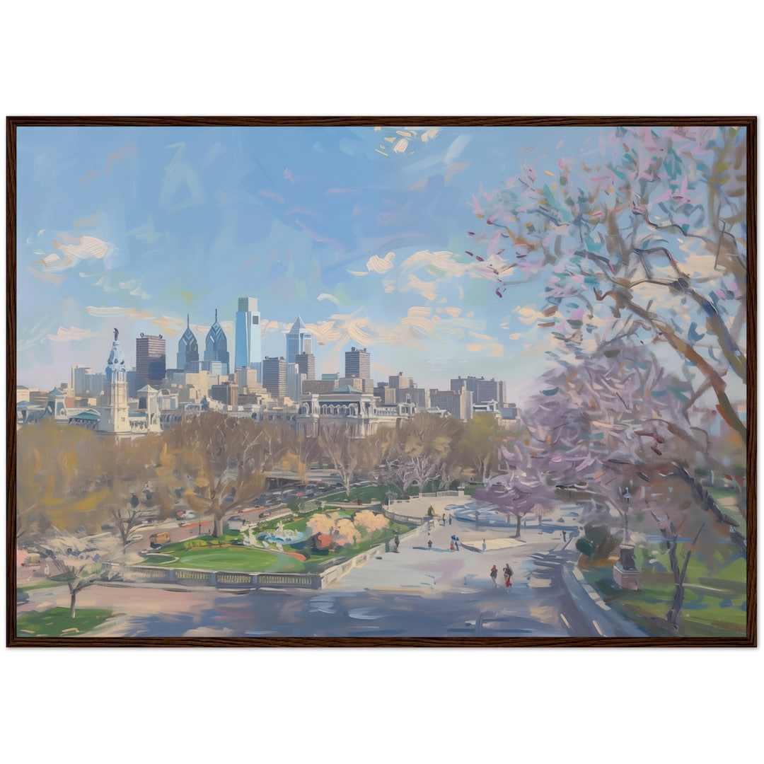 Philadelphia Skyline Painting Philly Skyline Art Print USA Pennsylvania ...