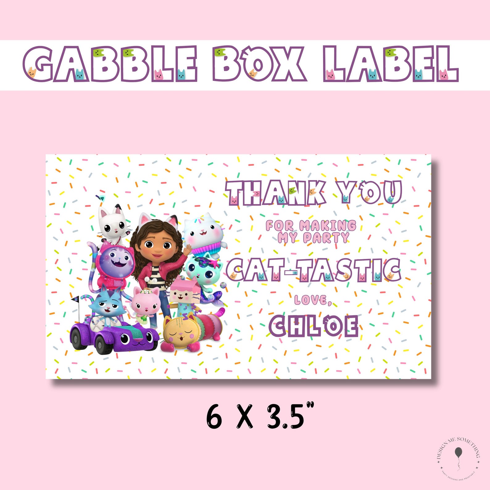 Personalized Gabby Dollhouse Gable Box Labels, Custom Birthday Party ...