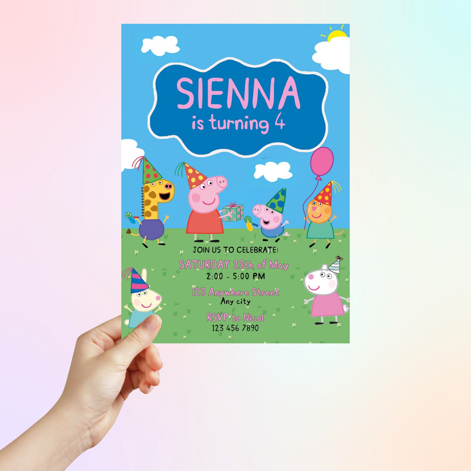 Editable Peppa Pig Invitation, Peppa Pig Birthday Invitation, Peppa Pig ...