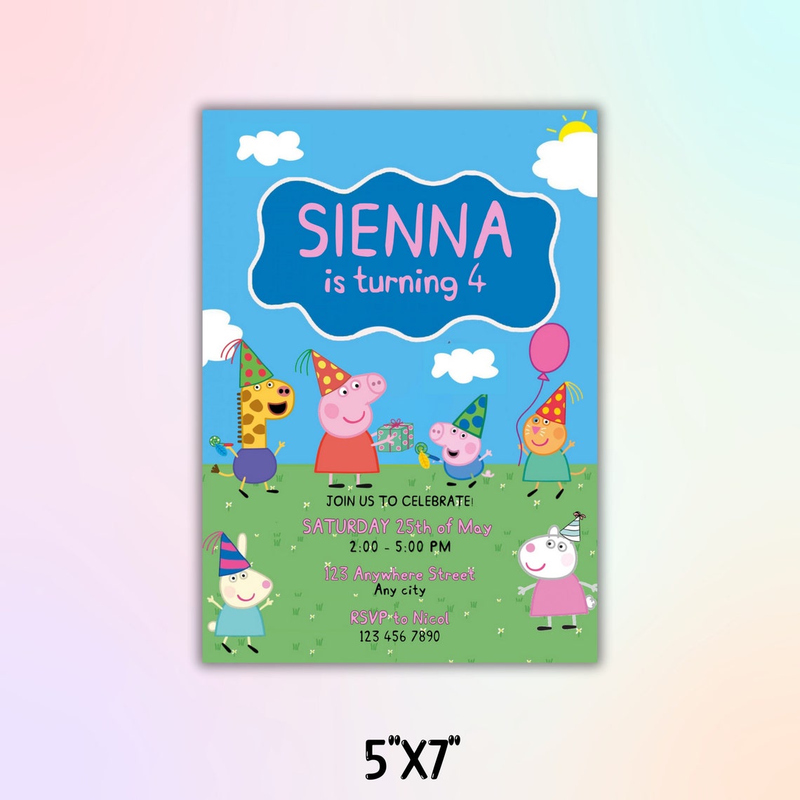 Editable Peppa Pig Invitation, Peppa Pig Birthday Invitation, Peppa Pig ...