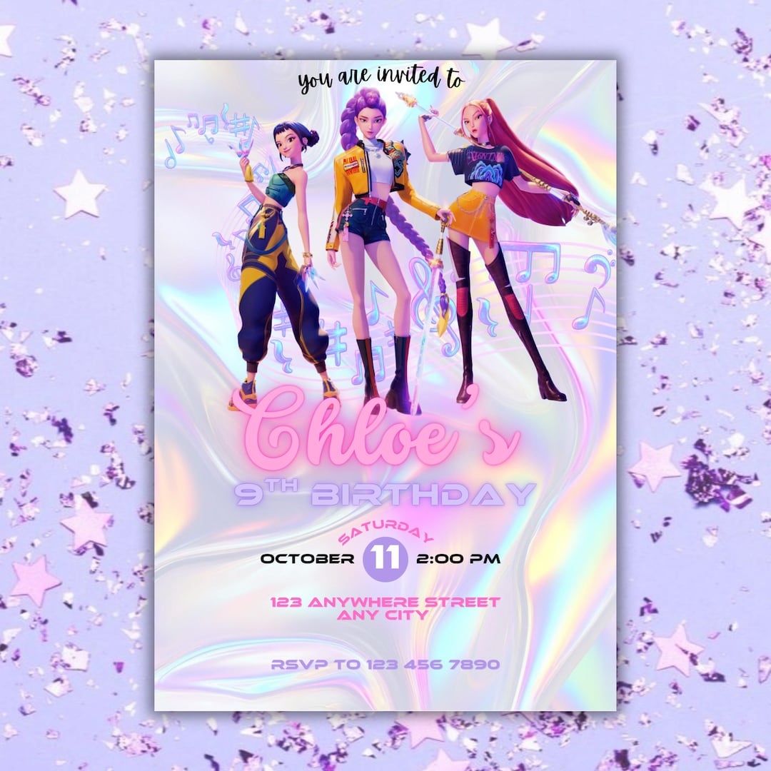 Kpop Demon Hunters Birthday Invitation Template, Editable Canva ...