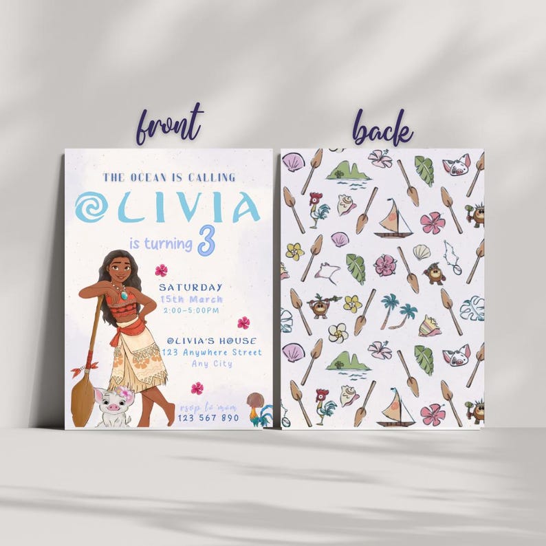 Moana Birthday Invitation: Editable Kids Party Invite (digital Download ...