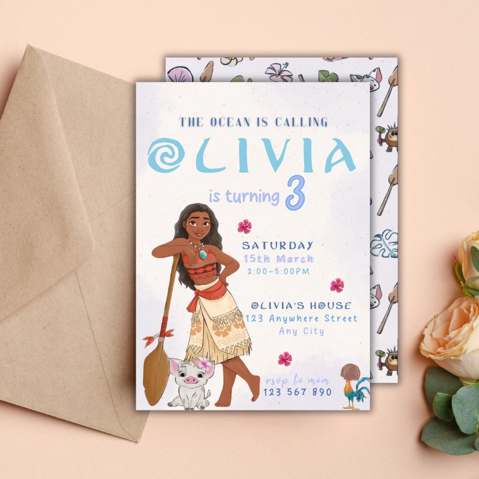 Moana Birthday Invitation: Editable Kids Party Invite (digital Download ...