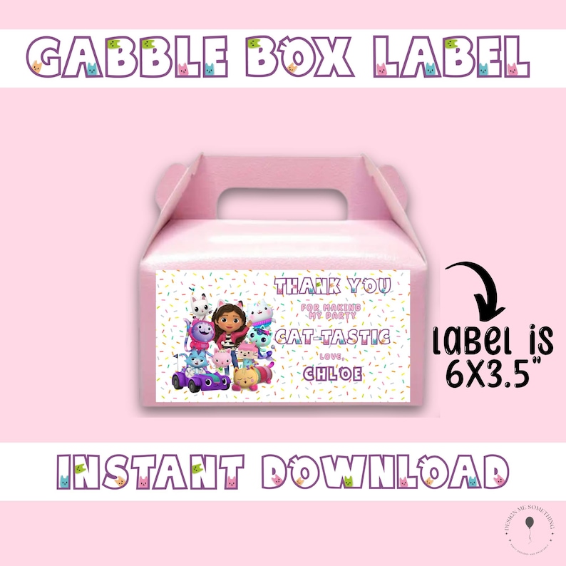 Personalized Gabby Dollhouse Gable Box Labels, Custom Birthday Party ...