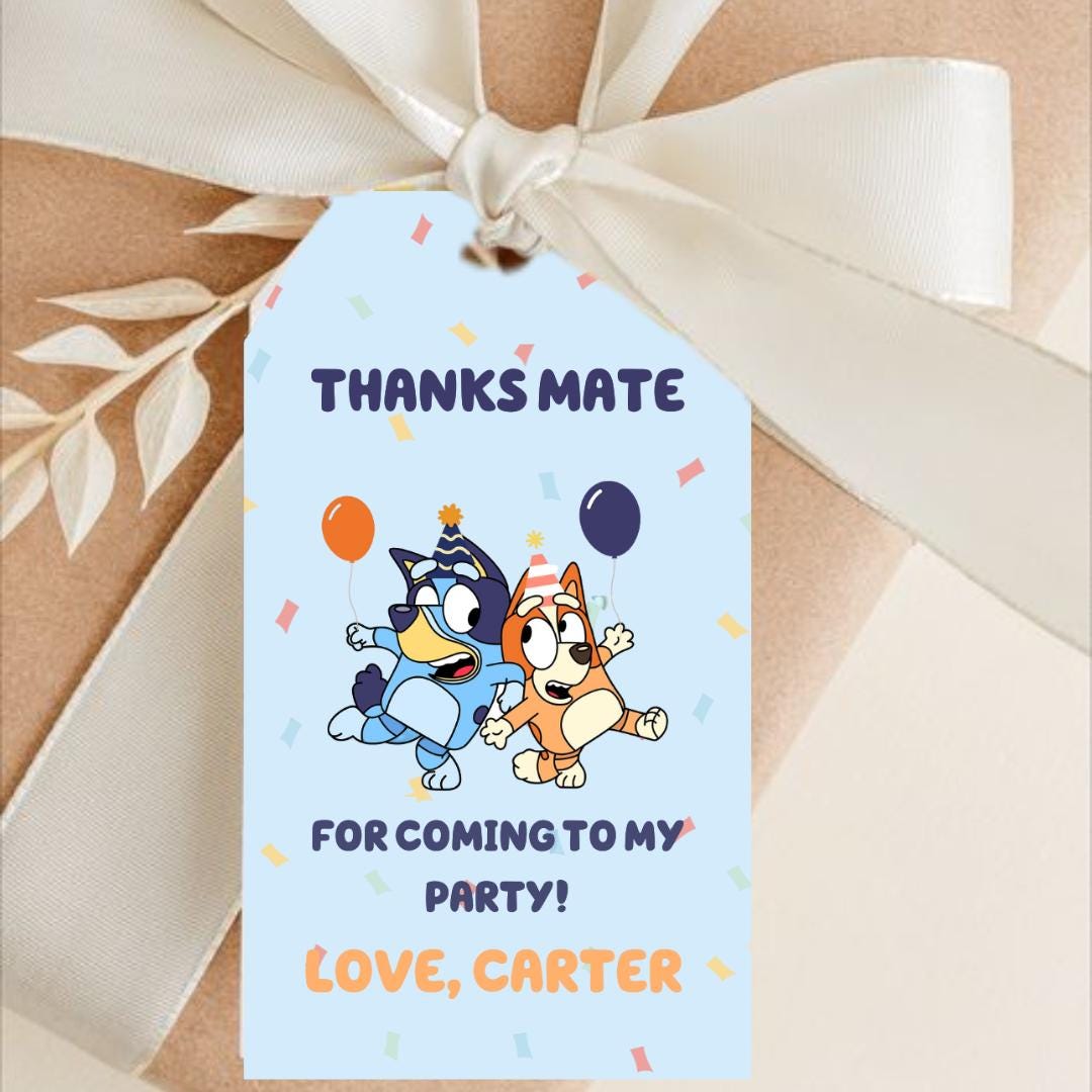 Bluey Birthday Thank You Tags: Editable Canva Template - Etsy Australia