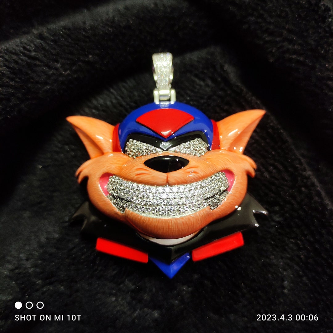 Iconic Hand Crafted Cartoon Silver Diamond Enamel Pendant - Etsy