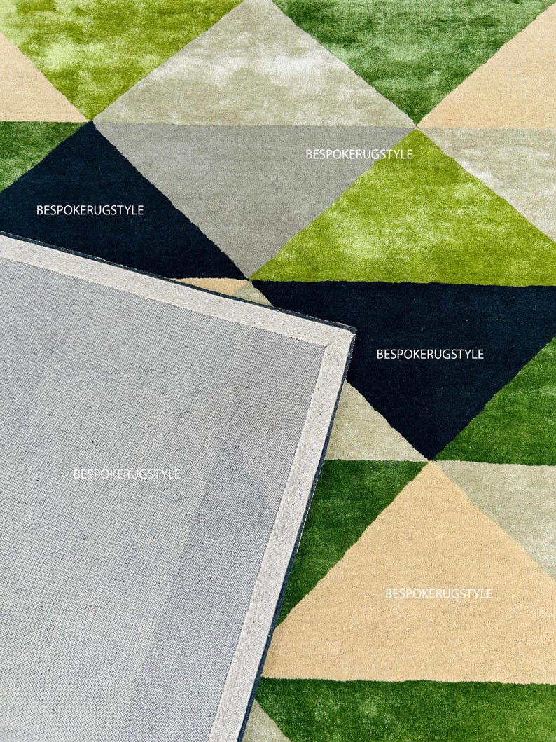 Green Black Modern Hand Tufted Rug New Zealand Woolen Area Rug for ...