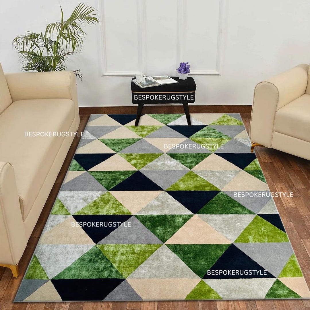Green Black Modern Hand Tufted Rug New Zealand Woolen Area Rug for ...