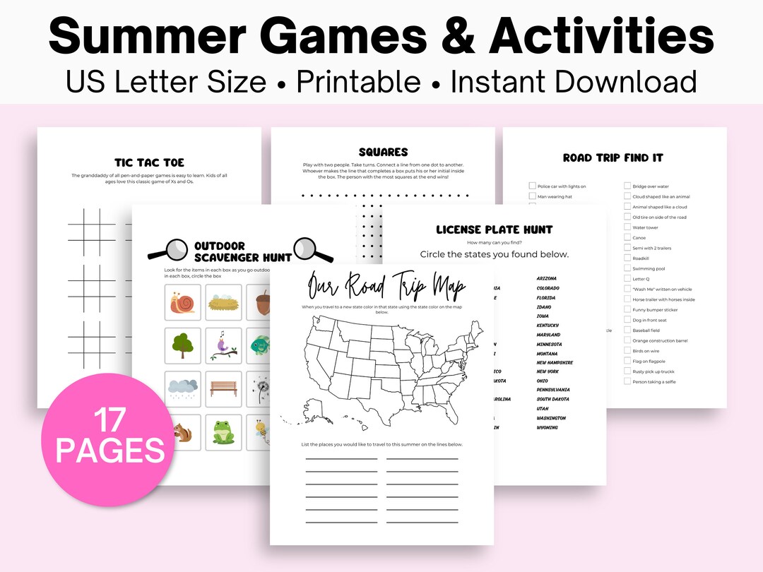 Summer Travel Games Digital Download Printable - Etsy