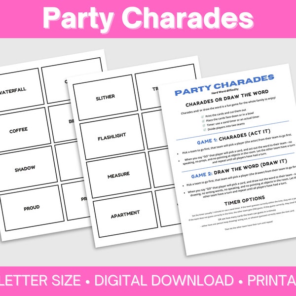 Charades Printable - Etsy