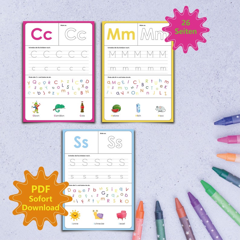 Learn to Write Alphabet Worksheets PDF Printable - Etsy