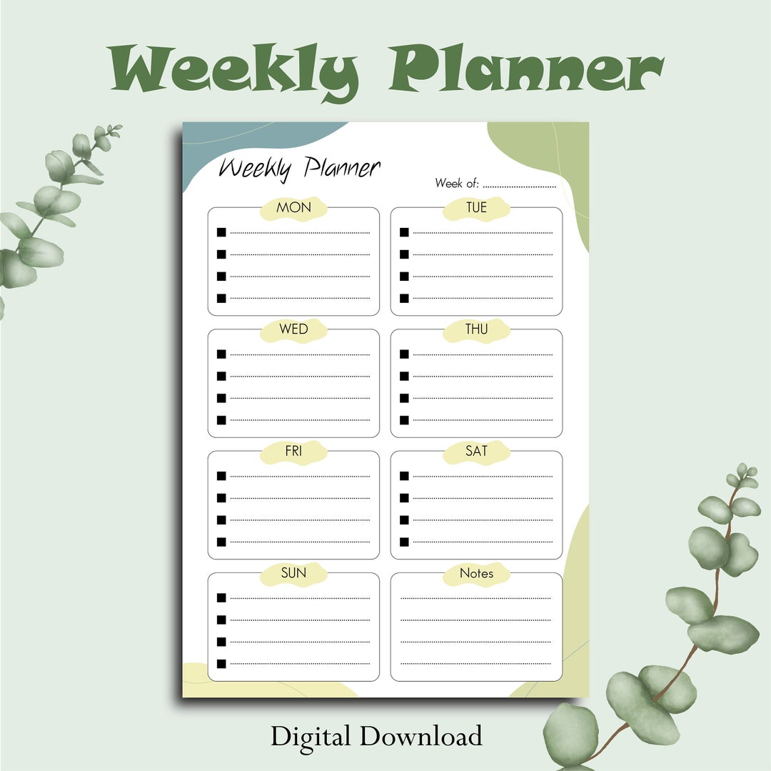 Weekly Planner, Printable Planner, PDF Printable, Instant Download - Etsy