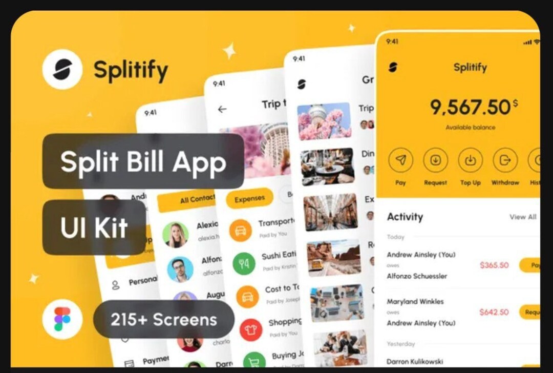 Bill Split App UI Kit - Etsy