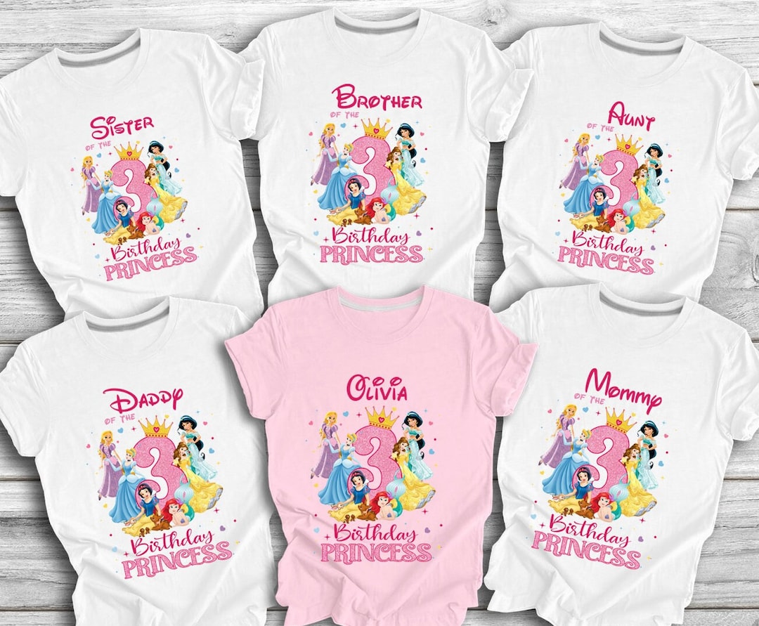 Custom Disney Princess Birthday Shirt, Personalized Disney Princess Shirt, Birthday Princess ...