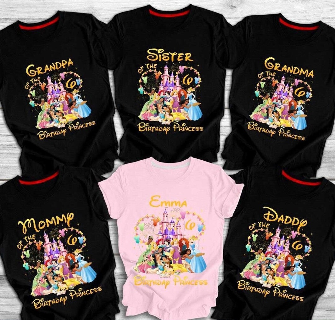 Disney Princess Birthday Shirt, Girl Birthday Shirt, Birthday Party Shirt, Family Birthday Shirt ...