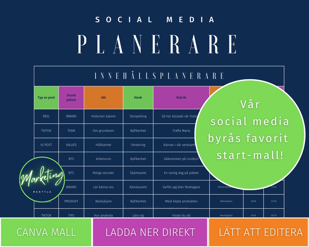 Social Media Planerare | Innehållsplanerare | Månadskalender För ...