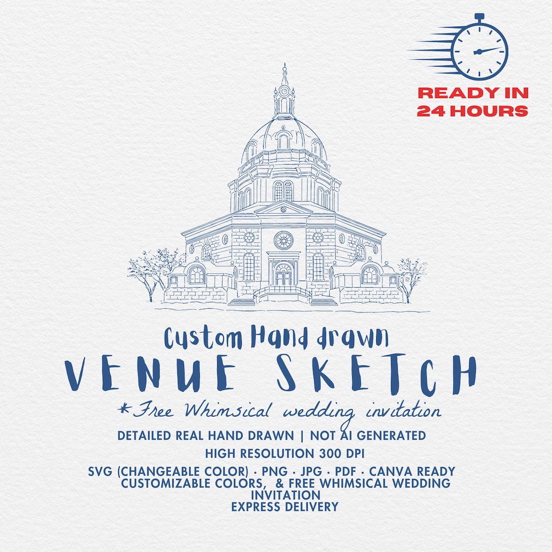 Custom Wedding Venue Illustration, Custom Illustration for Wedding ...