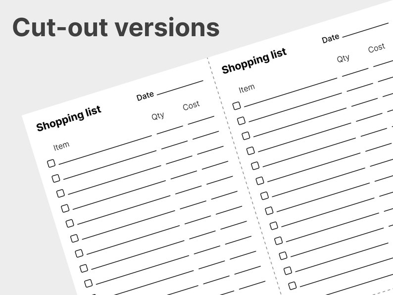Printable & Fillable Shopping List / Simple / Minimal / A6 / - Etsy