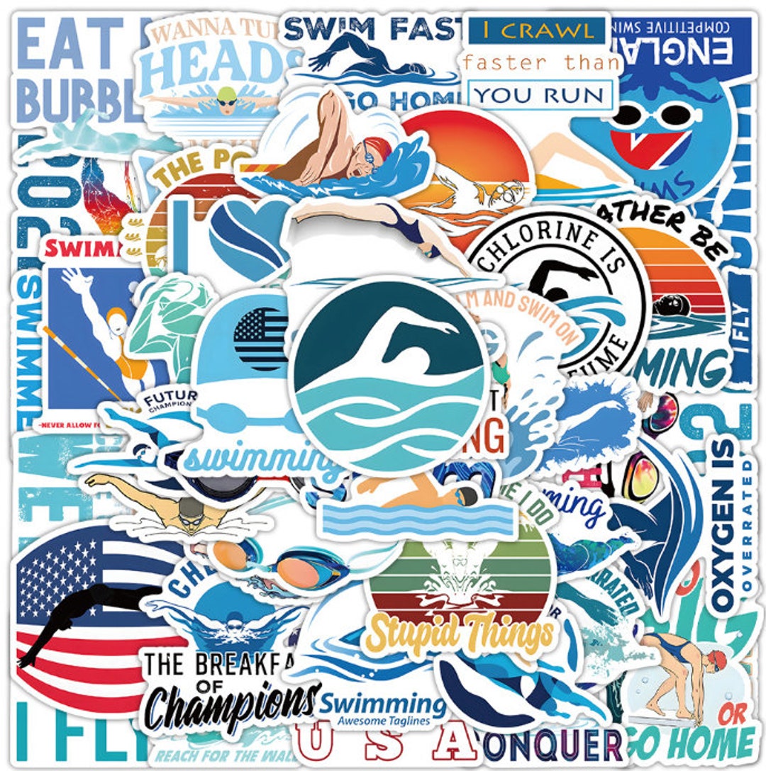 Aesthetic Stickers Swimming Cartoon Children's Stationery - Etsy
