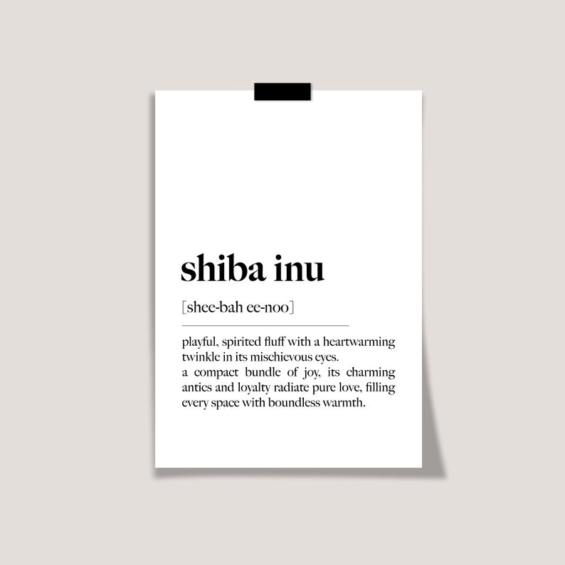 Shiba Inu | Dog Breed Definition Print | Minimalist Black and White ...