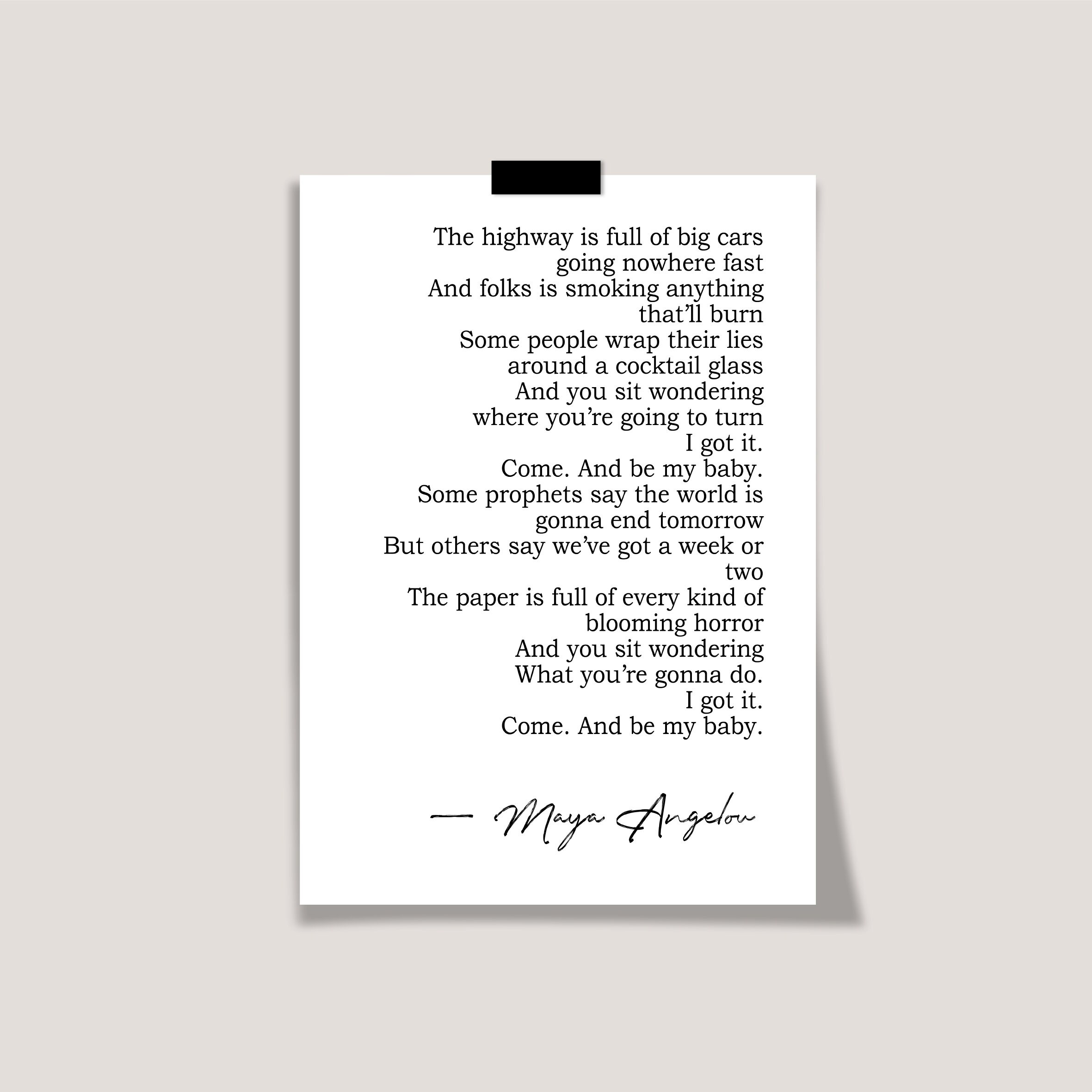 Come and Be My Baby by Maya Angelou | Love Relationship Poem Literacy ...