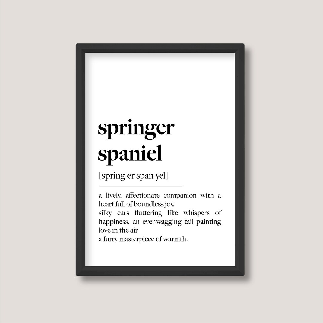Springer Spaniel | Dog Breed Definition Print | Minimalist Black and ...