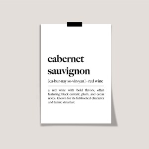 Cabernet Sauvignon | Alcohol Red Wine Definition Print | Minimalist ...