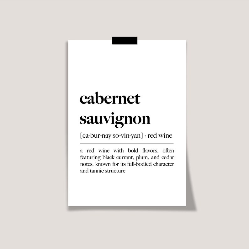 Cabernet Sauvignon | Alcohol Red Wine Definition Print | Minimalist ...