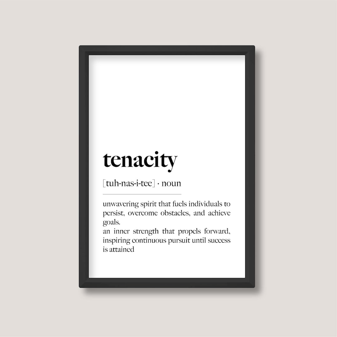 Tenacity | Definition Print | Minimalist Black and White Wall Art | A5 ...